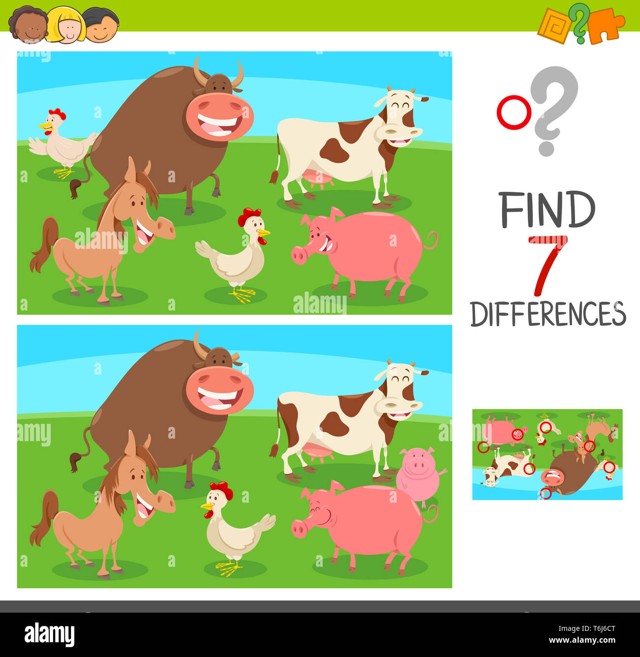 differences game with farm animals Stock Photo - Alamy