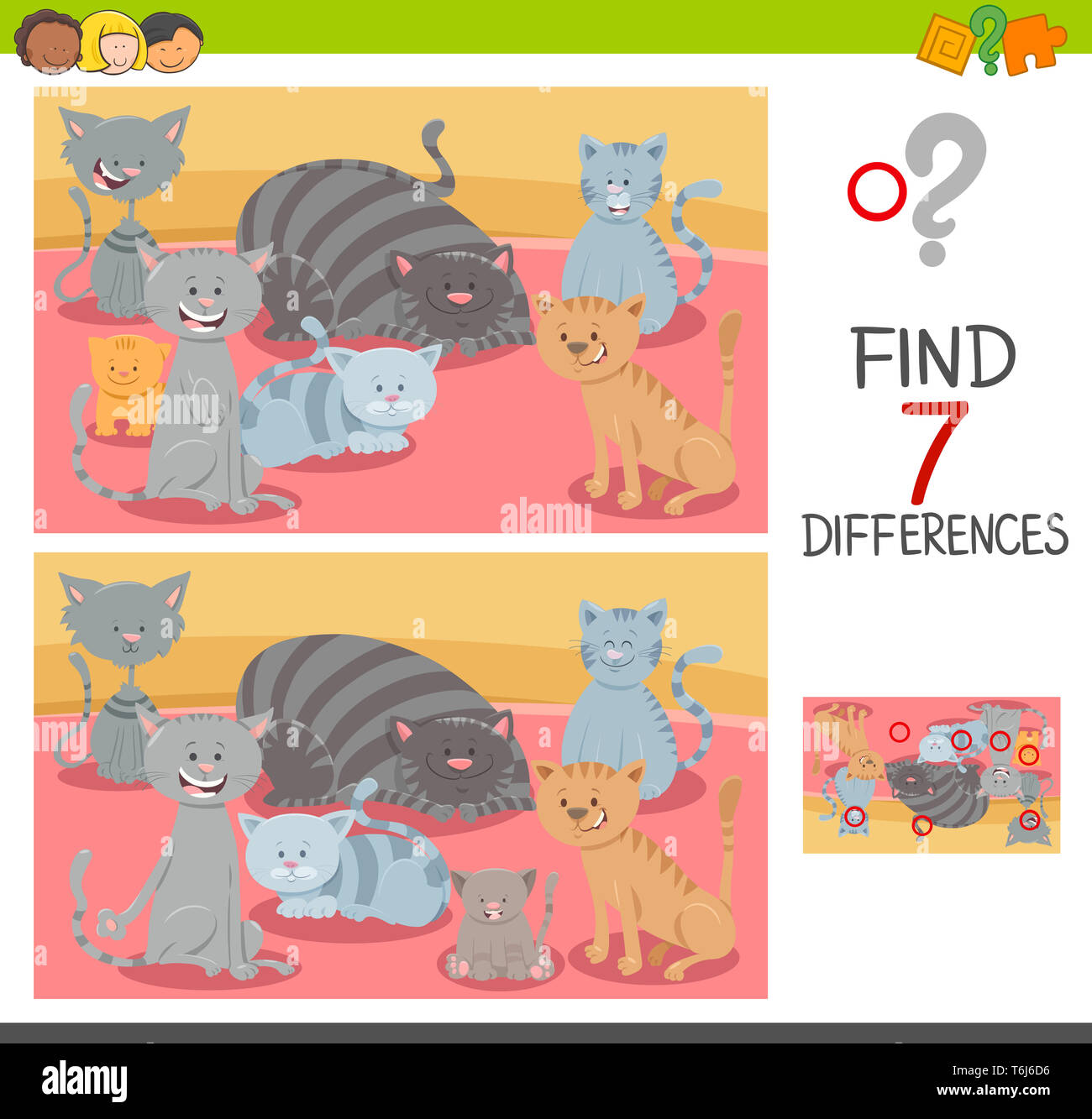 find differences game with cat characters Stock Photo - Alamy