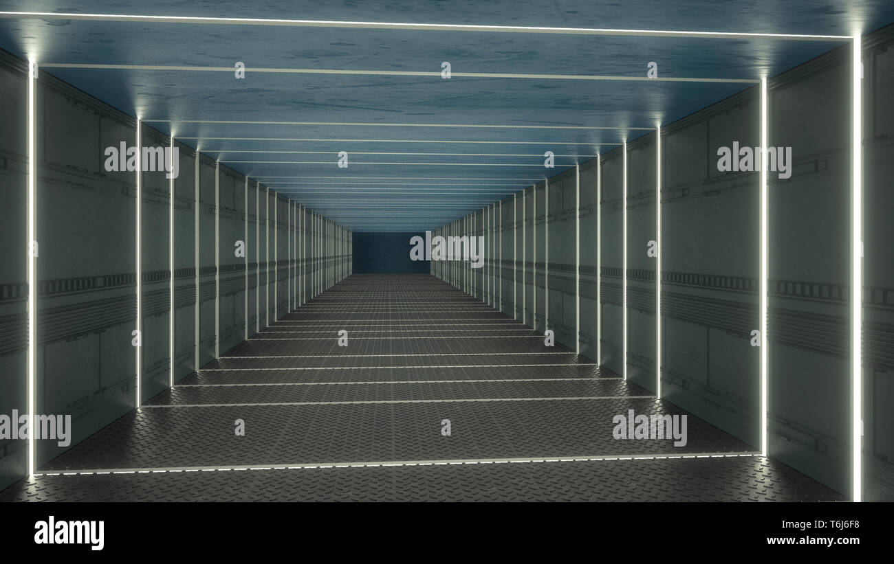 3d render interior. Futuristic hallway. Interior concept design Stock ...