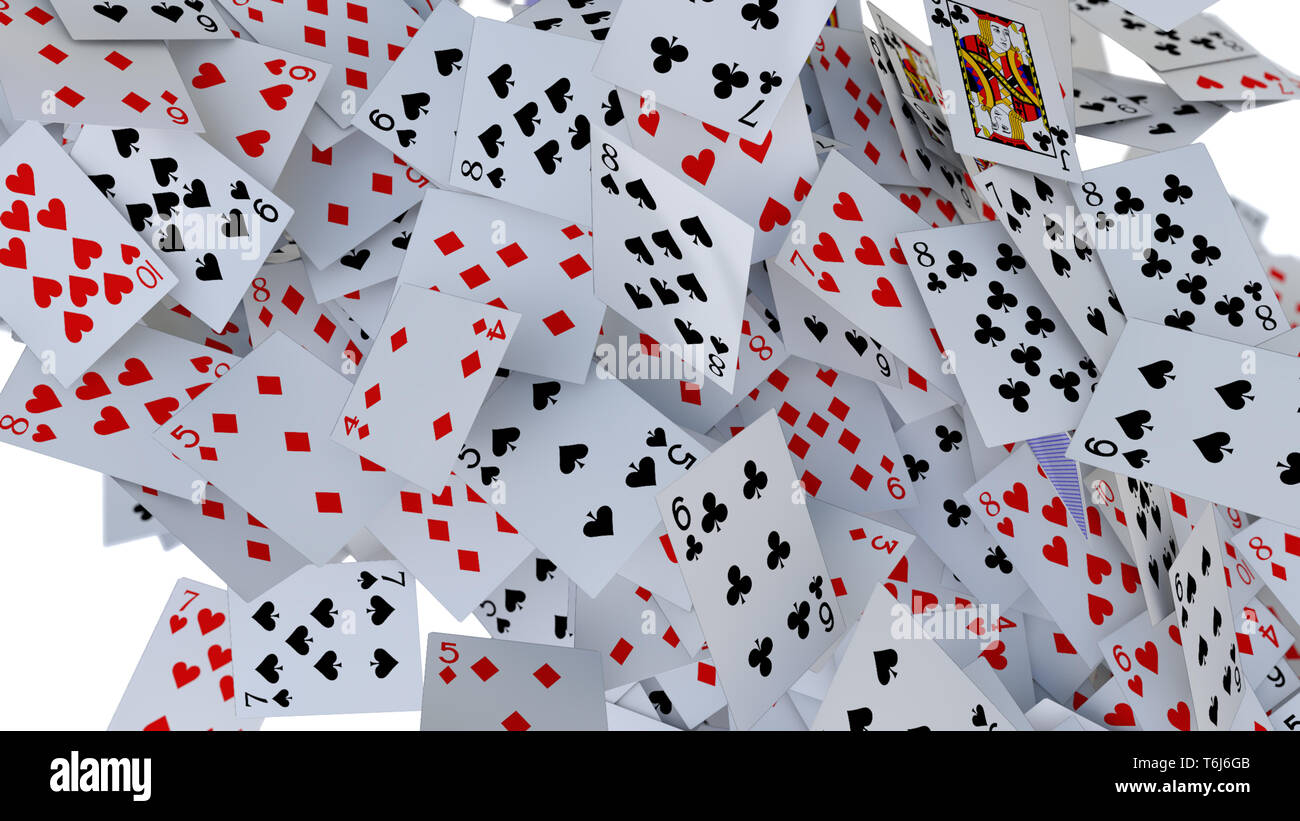 3d rendering poker cards falling Stock Photo - Alamy