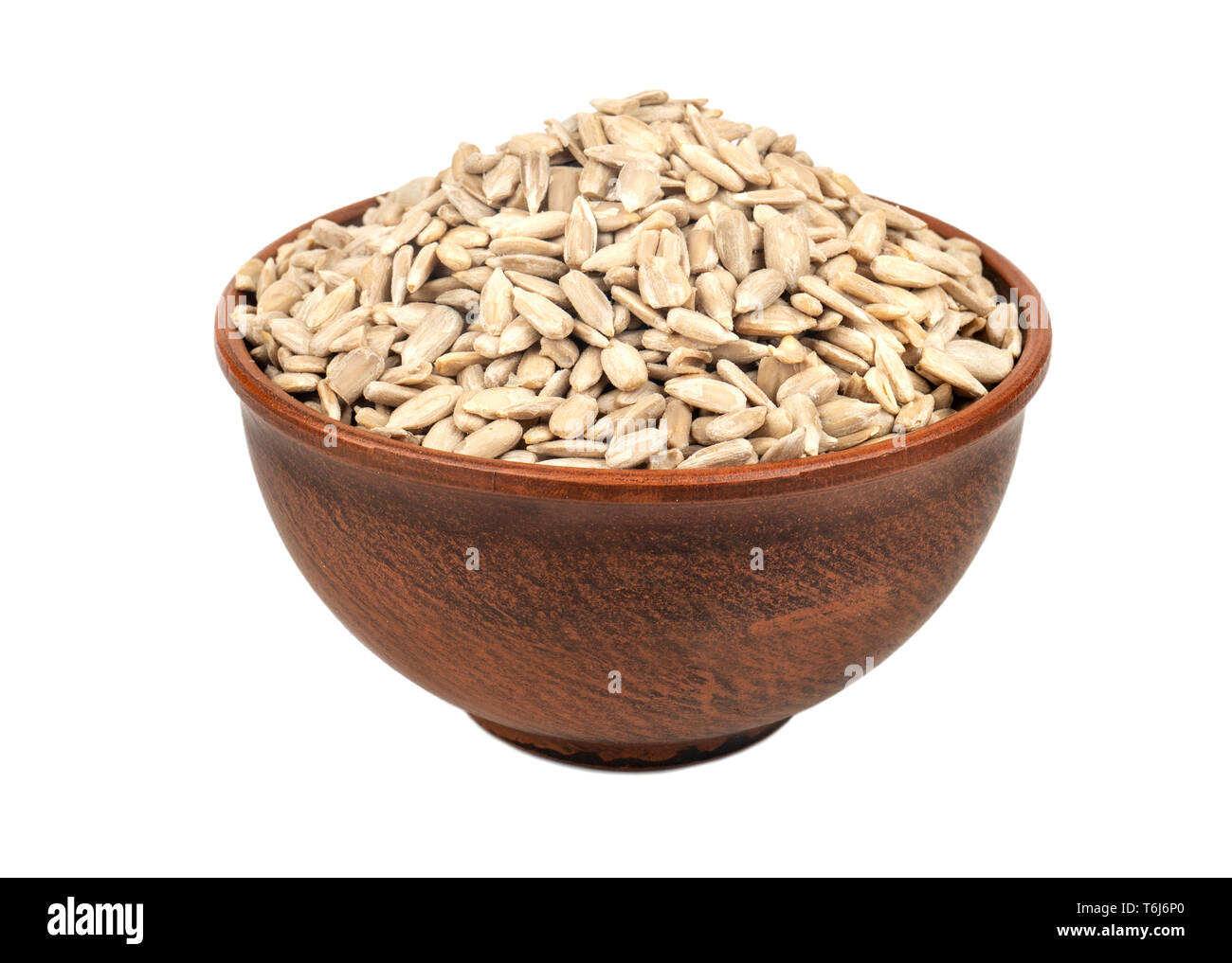 Sunflower seeds without shell in bowl isolated on white background ...