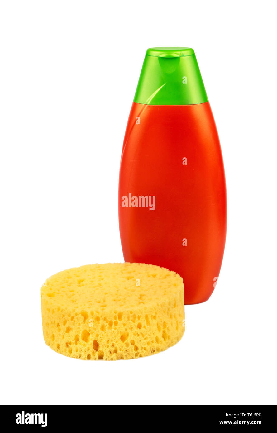 Yellow washcloth with shampoo isolated on white background Stock Photo ...
