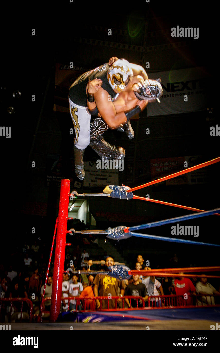 Lucha Libre wrestlers acting it out in the Auditorium in Tijuana Stock ...