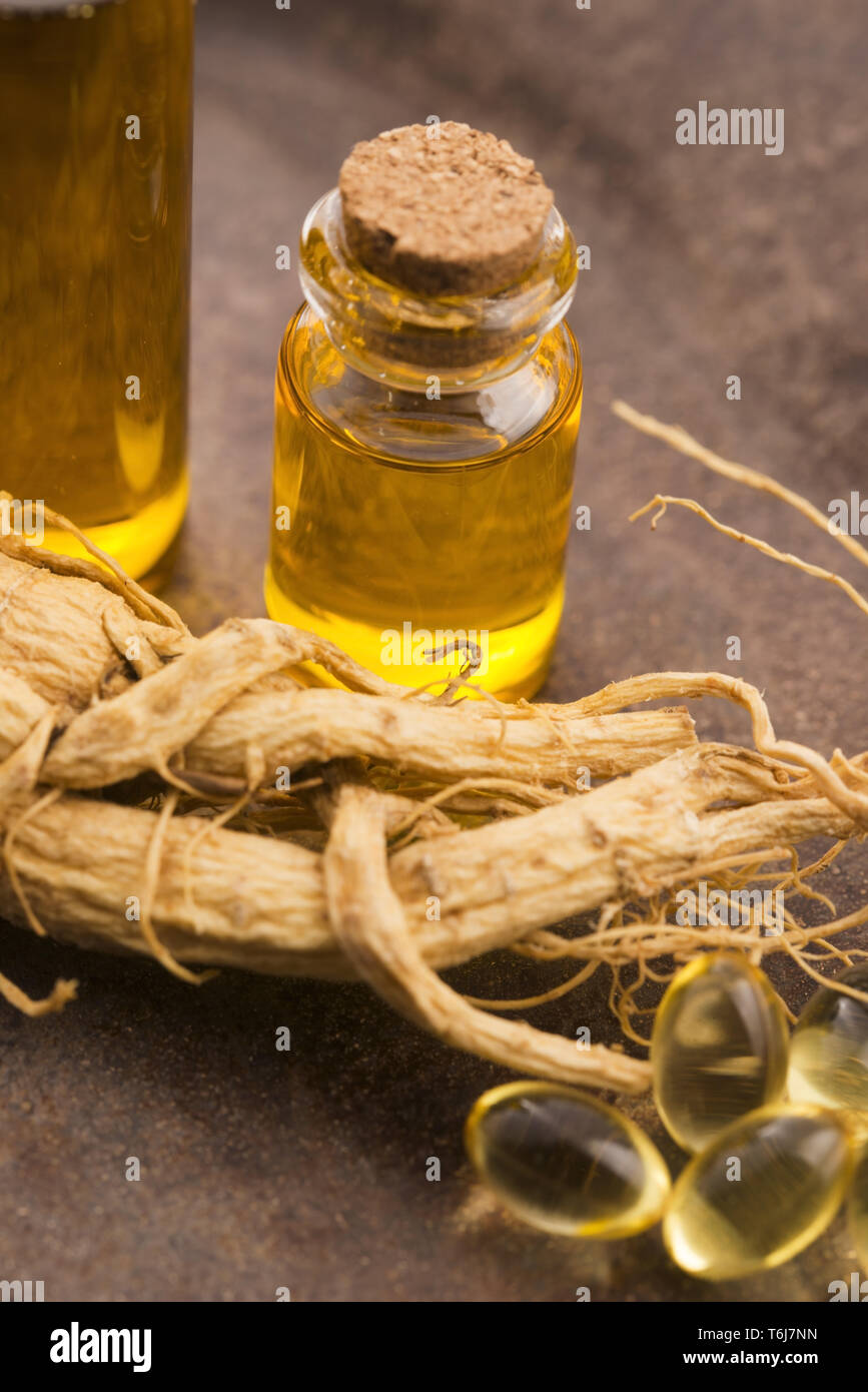 Extract of ginseng root Stock Photo - Alamy