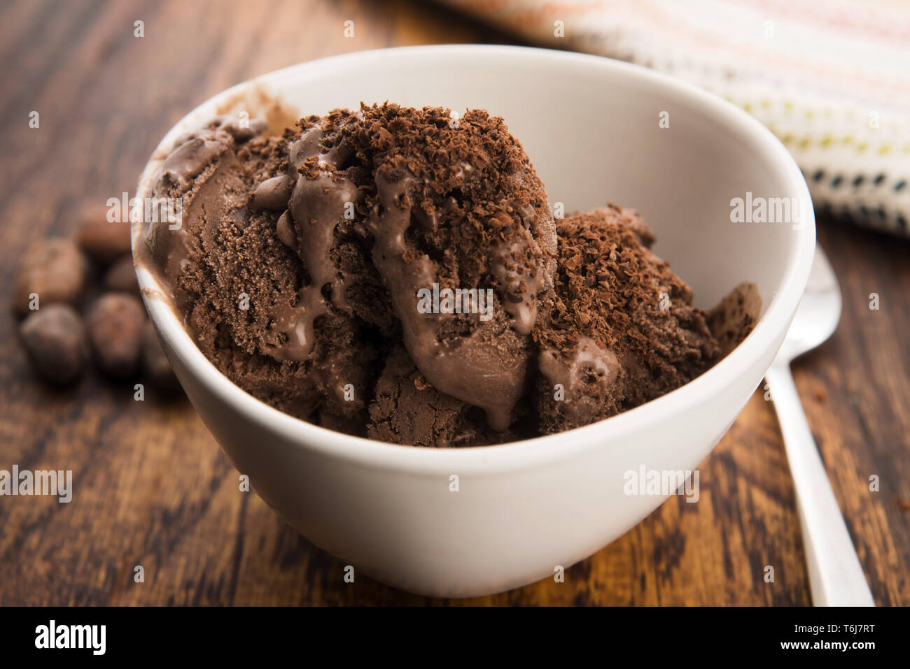 Ball coffee chocolate ice cream in a bowl Stock Photo - Alamy