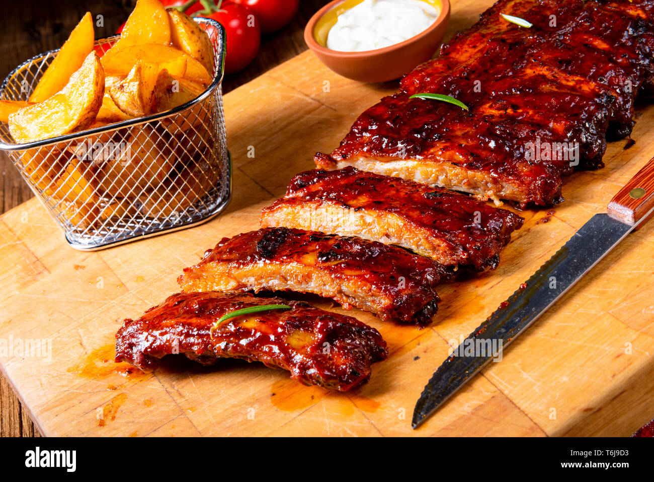 BBQ spare ribs from a charcoal grill Stock Photo - Alamy