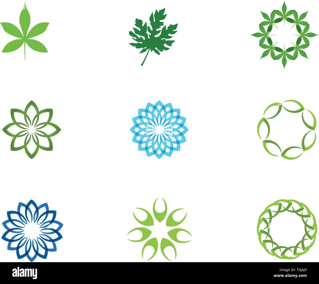 floral patterns logo and symbols on a white background Stock Vector ...