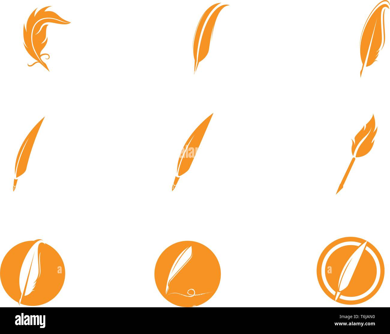 Feather write sign logo template app icons Stock Vector Image & Art - Alamy