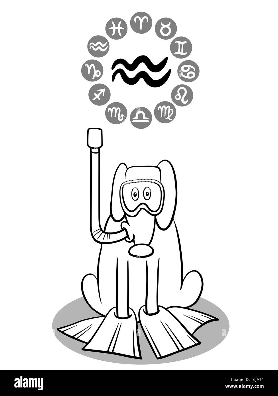 cartoon dog as Aquarius Zodiac sign Stock Photo - Alamy