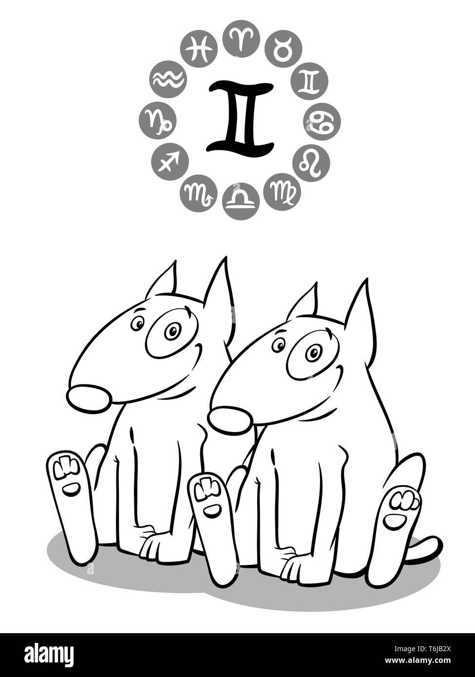 cartoon dog as Gemini Zodiac sign Stock Photo - Alamy