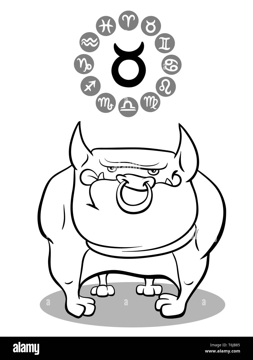 cartoon dog as Taurus Zodiac sign Stock Photo - Alamy