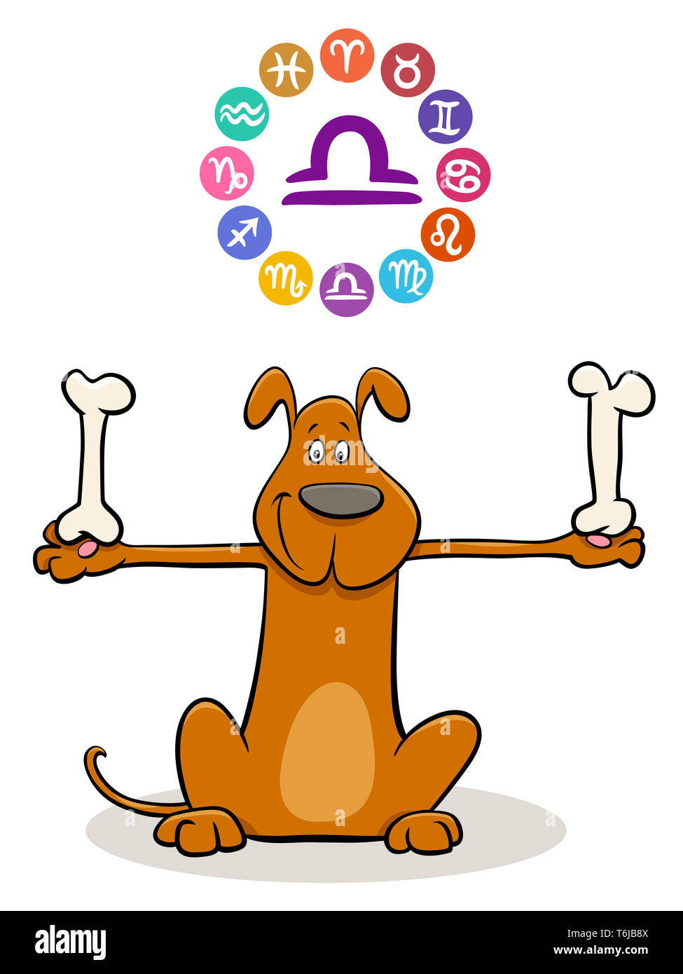 Libra Zodiac sign with cartoon dog Stock Photo - Alamy