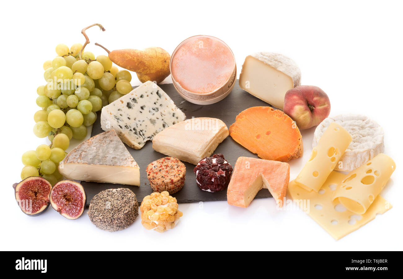 group of cheese in front of white background Stock Photo - Alamy