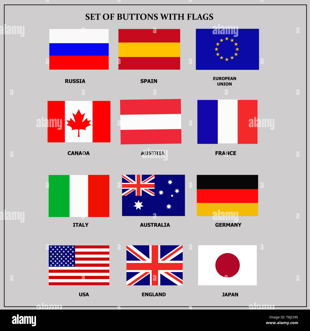 Bright set of banners with flags. Colorful illustration with flags of ...