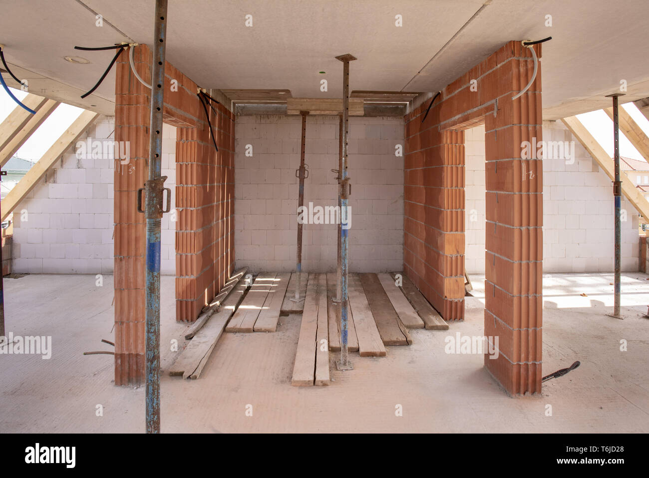 construction site of new build residential house Stock Photo - Alamy