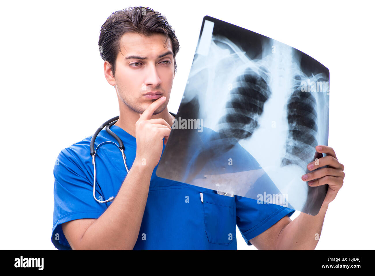 Radiologist doctor with x-ray image isolated on white Stock Photo - Alamy