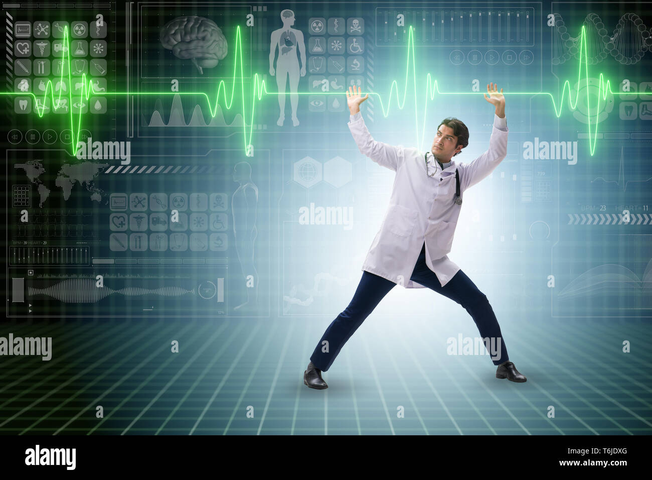 Doctor cardiologist supporting cardiogram heart line Stock Photo - Alamy