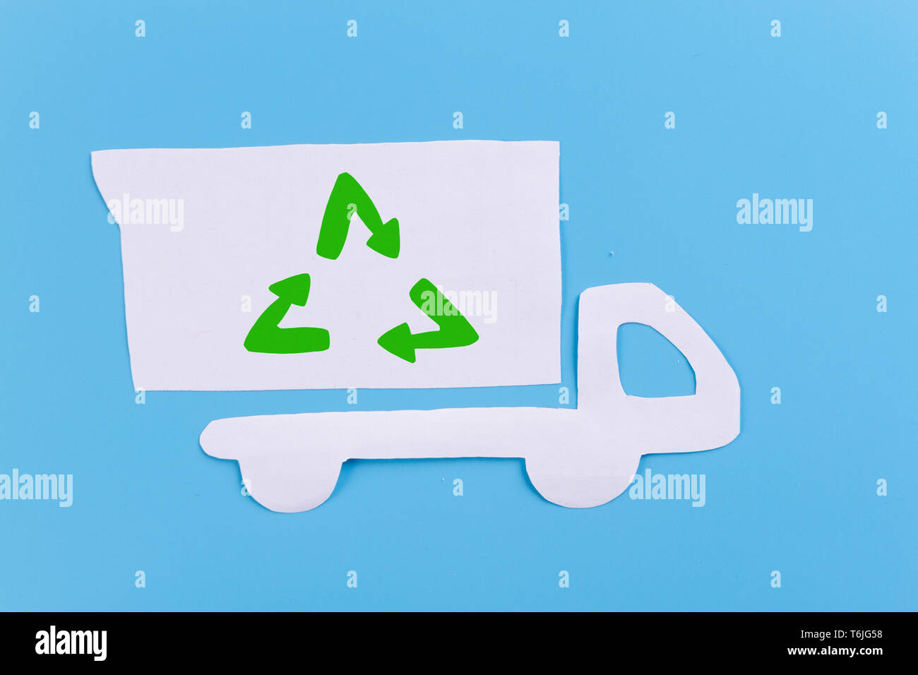 Garbage Truck flat design in green color. recycle concept Stock Photo ...