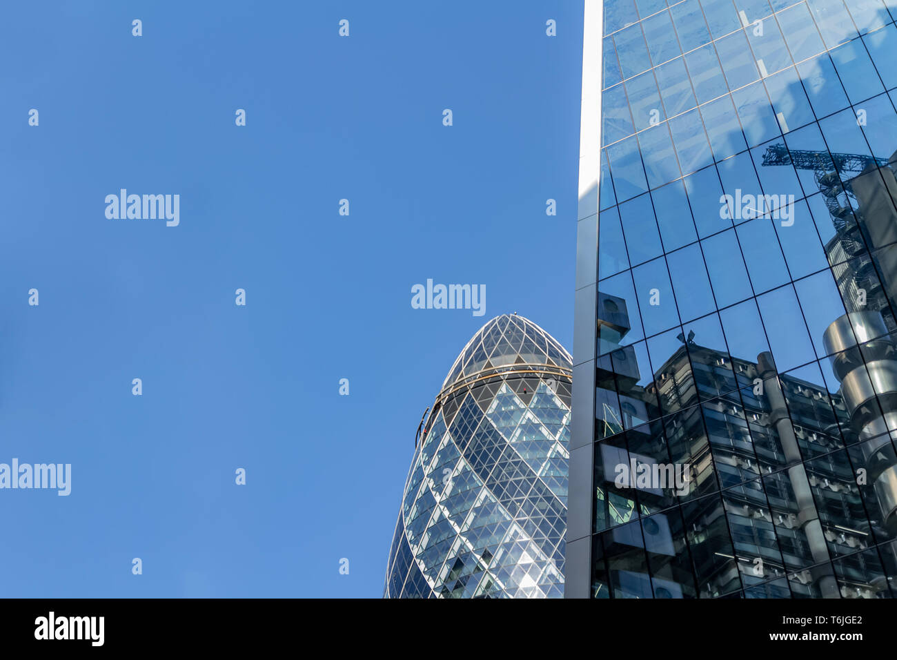 London, UK - September 02, 2018: Reflections of City in the windows of ...