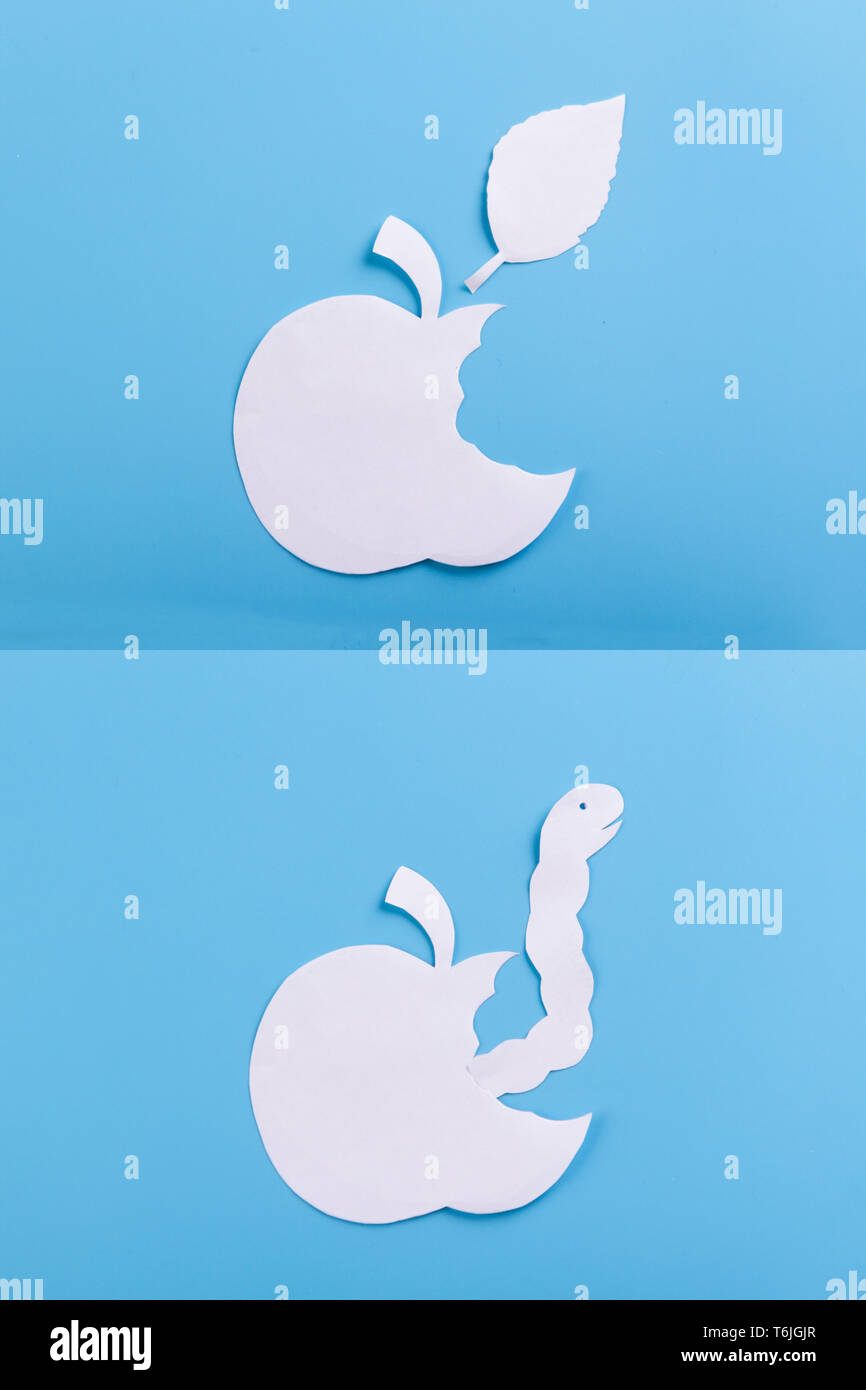 paper art of process of eating an apple Stock Photo - Alamy