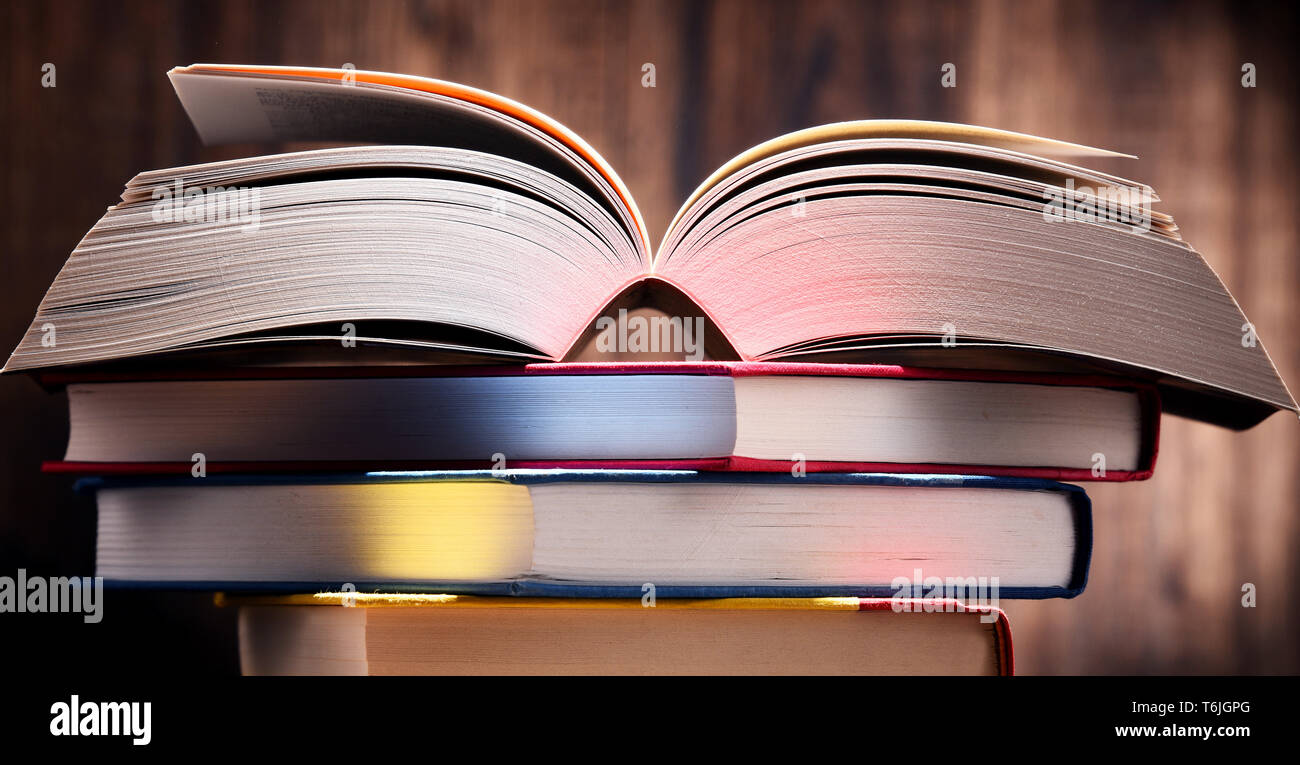 Composition with books on the table Stock Photo - Alamy