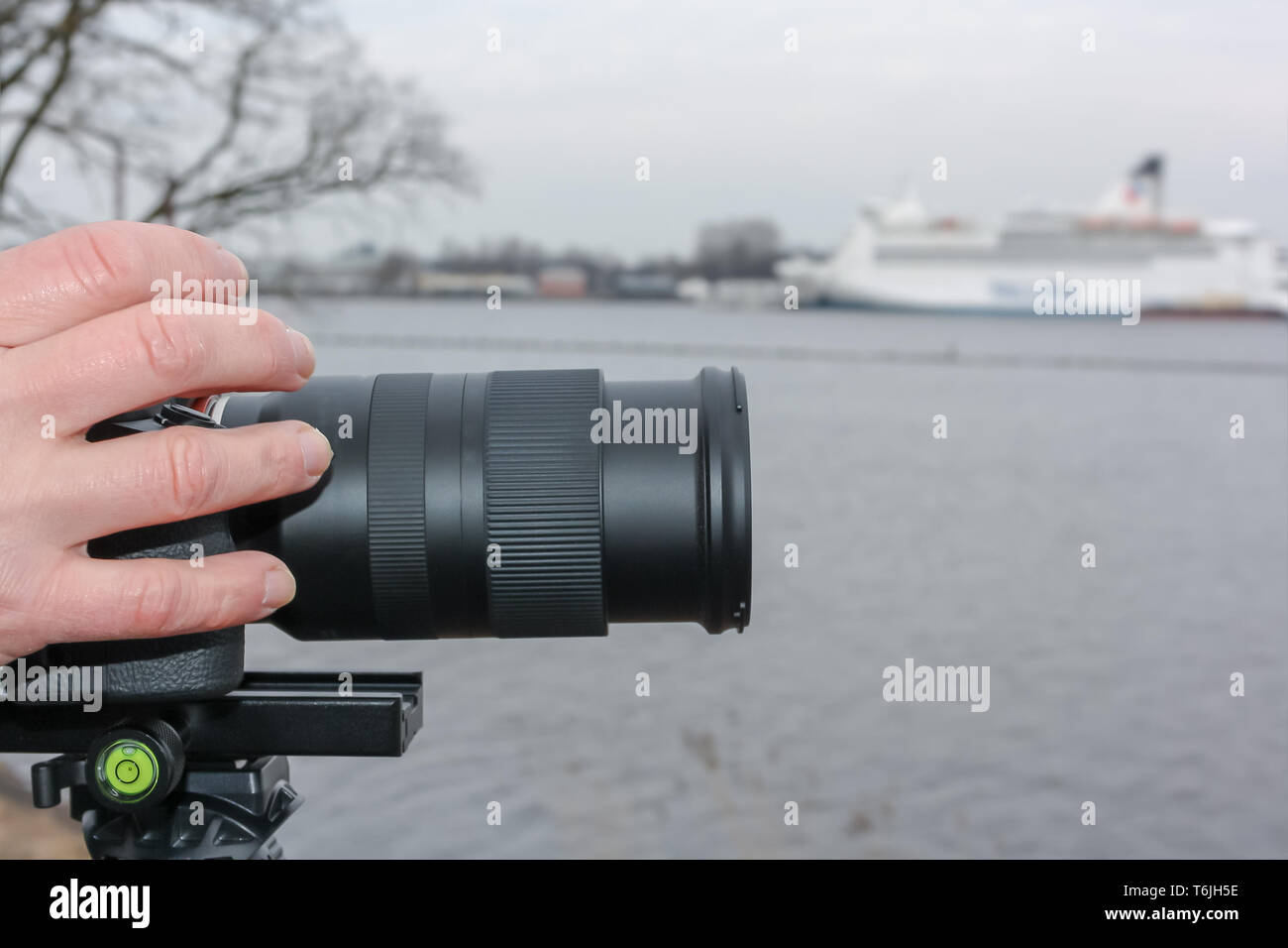 Professional modern camera, an empty area with copy space for your ...