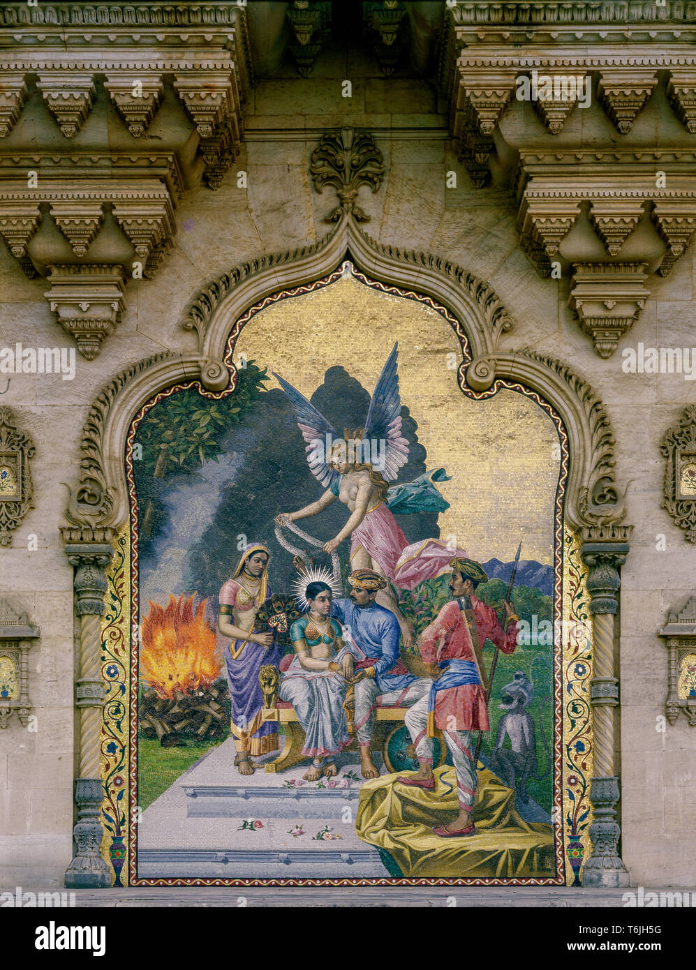 04 23 2017-Vintage ceramic Mosaic painting outside durbar hall, Laxmi ...