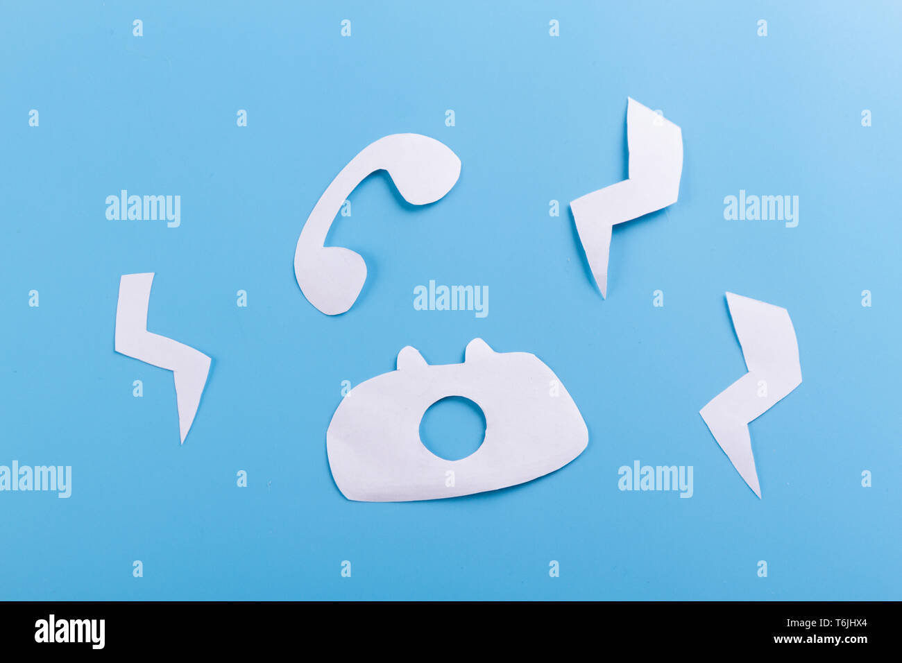 cartoon phone calls on the blue background Stock Photo - Alamy