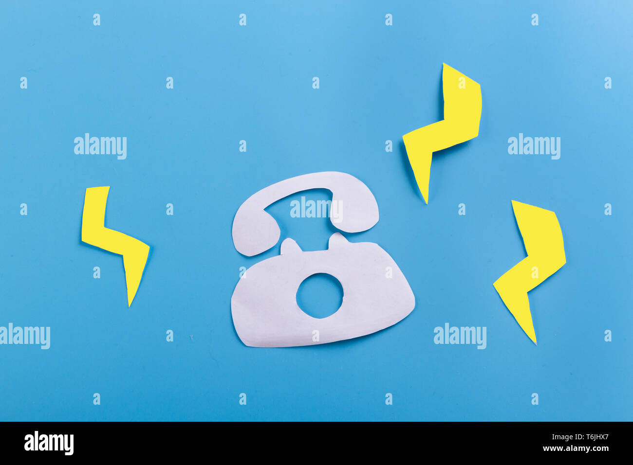 cartoon phone calls on the blue background Stock Photo - Alamy