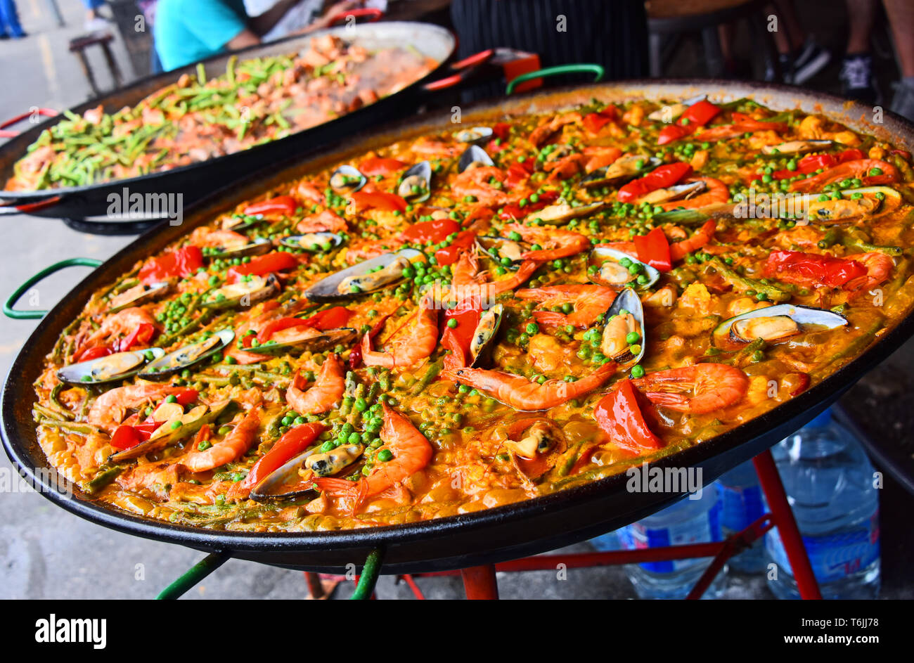 Spanish paella prepared in the street restaurant Stock Photo - Alamy