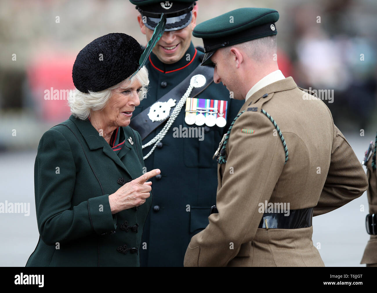 The Duchess of Cornwall (left) attending the medals parade of the 4th ...