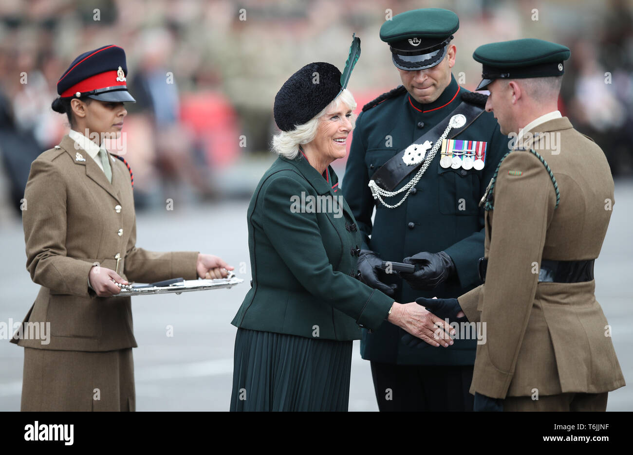 The Duchess of Cornwall attending the medals parade of the 4th ...