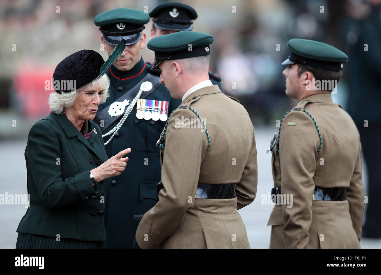 The Duchess of Cornwall (left) attending the medals parade of the 4th ...