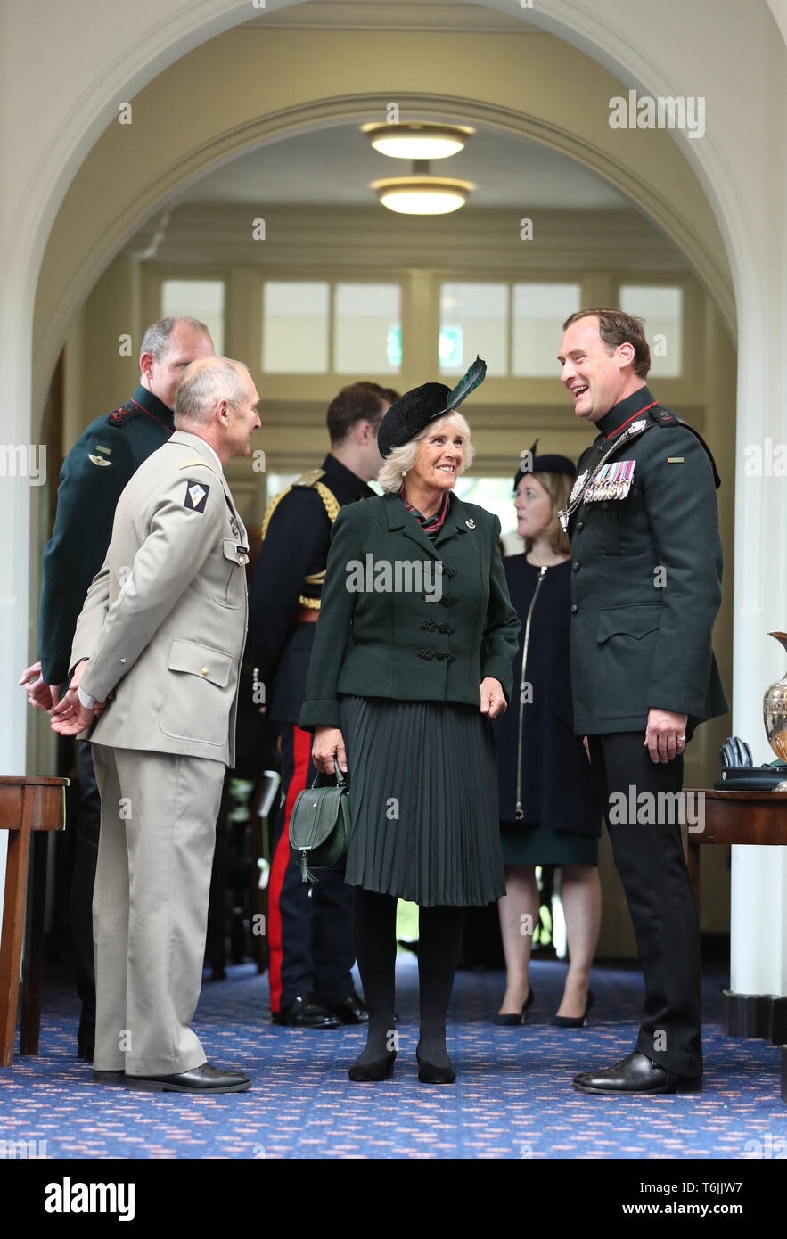 The Duchess of Cornwall (centre) in the Officer's mess before the ...
