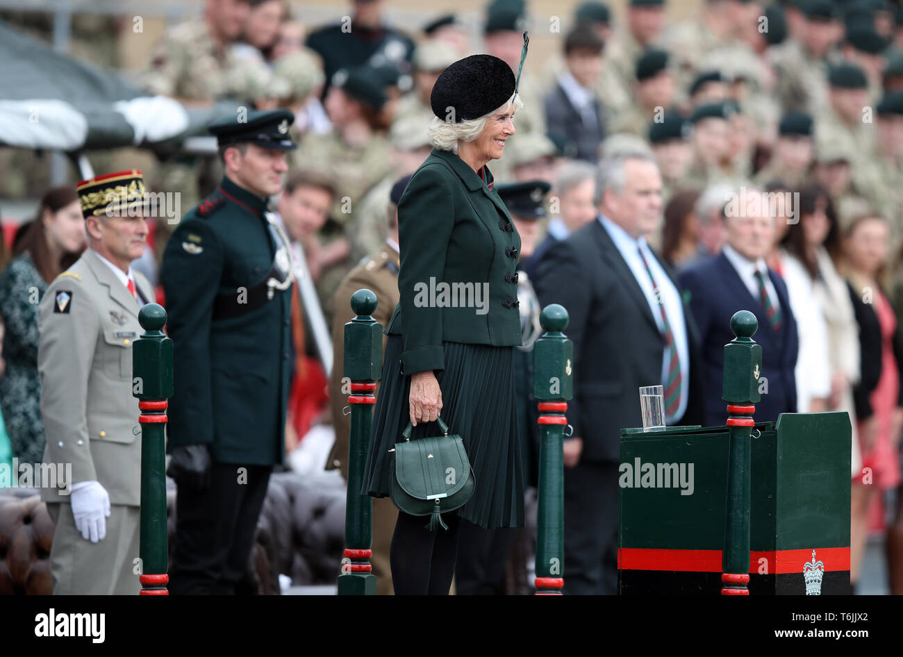 The Duchess of Cornwall (centre) attending the medals parade of the 4th ...