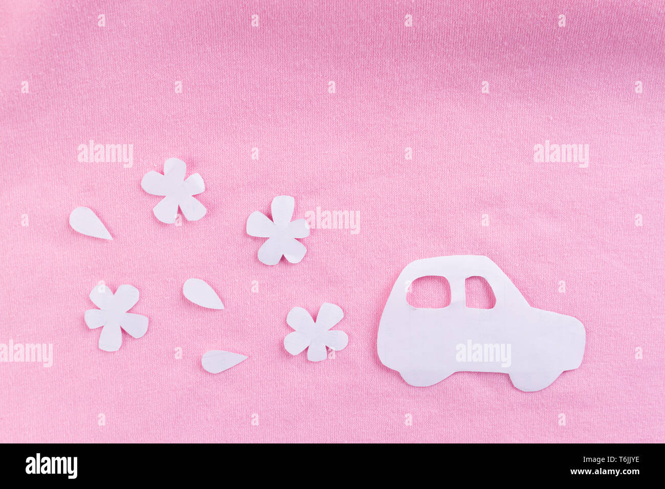 Girl driving car. paper art of a car on pink background Stock Photo - Alamy