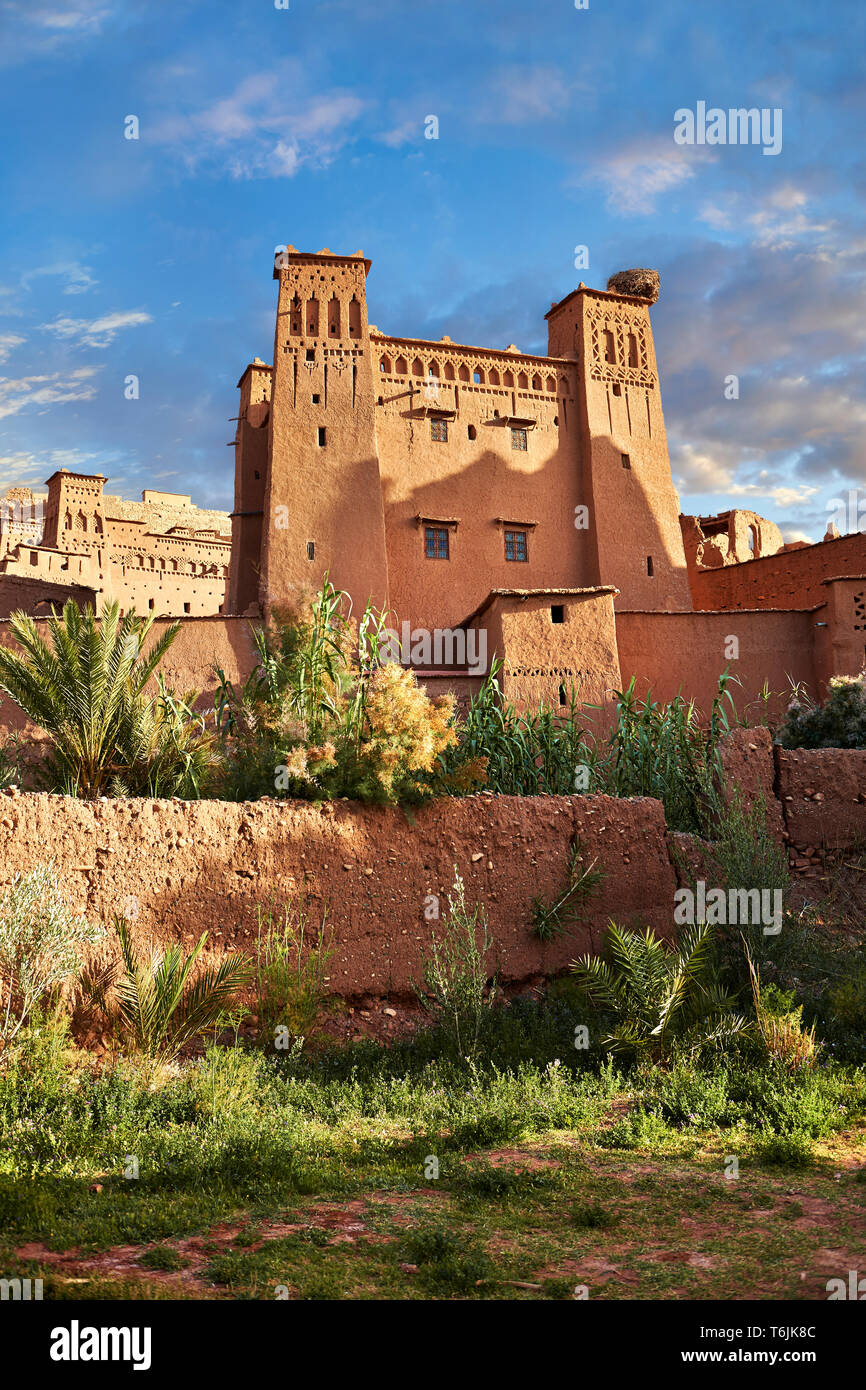 Adobe buildings of the Berber Ksar or fortified village of Ait ...