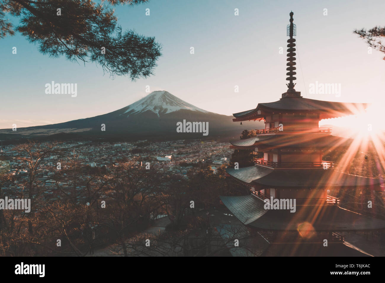 Sunset at Chureito Pagoda, Japan Stock Photo - Alamy