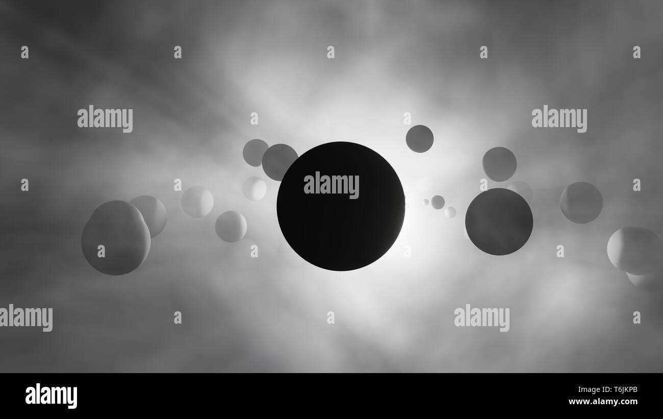 Planets and the sun in cosmic fog. 3D illustration Stock Photo - Alamy