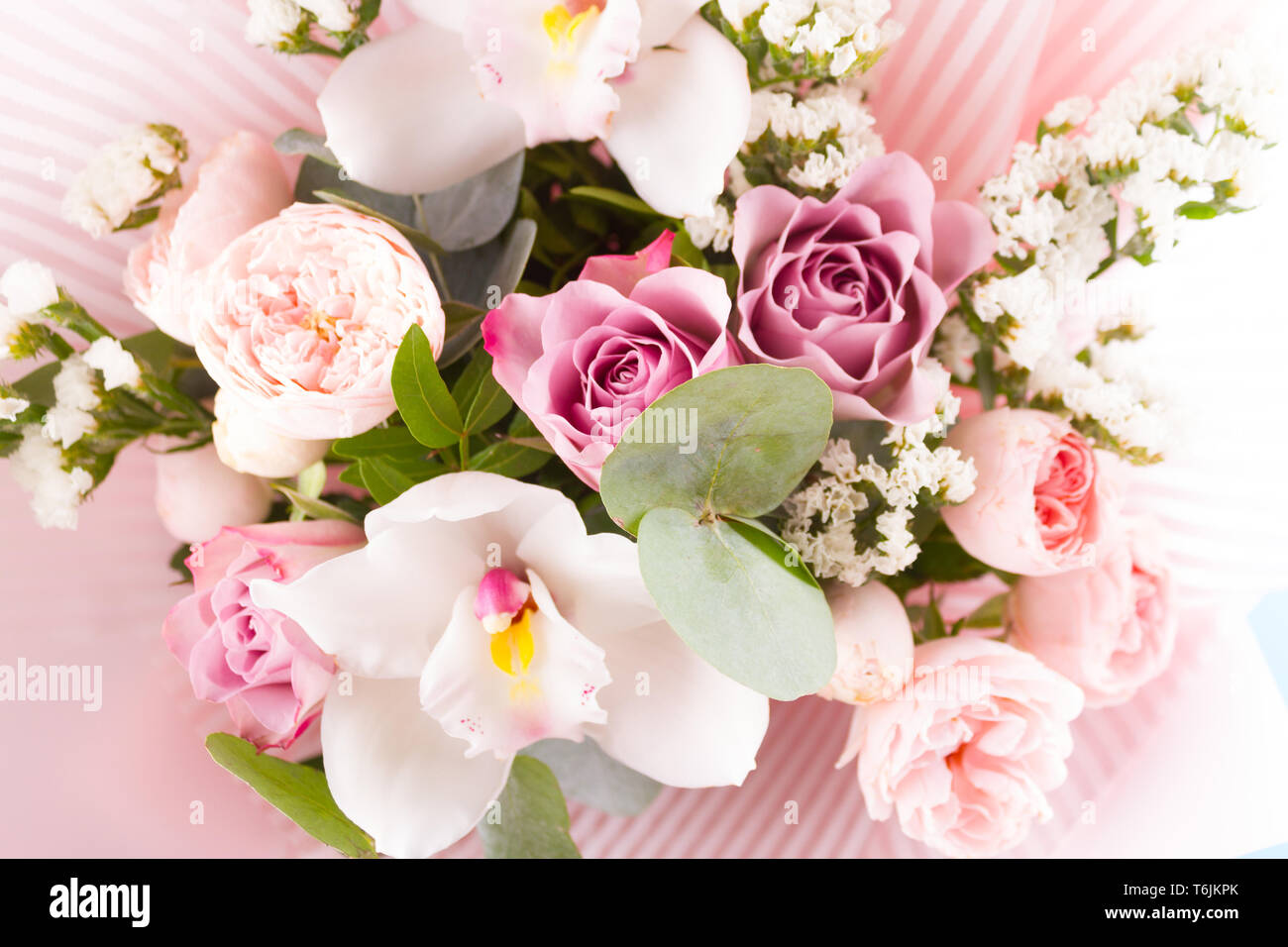 beautiful bouquet of flowers. pink colored Stock Photo - Alamy