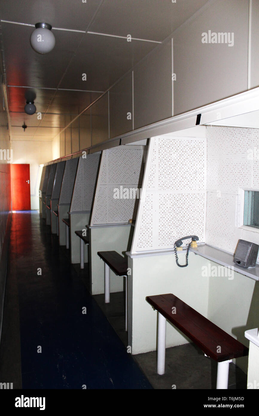 Visit cell, prison on Robben Island, with floor Stock Photo - Alamy