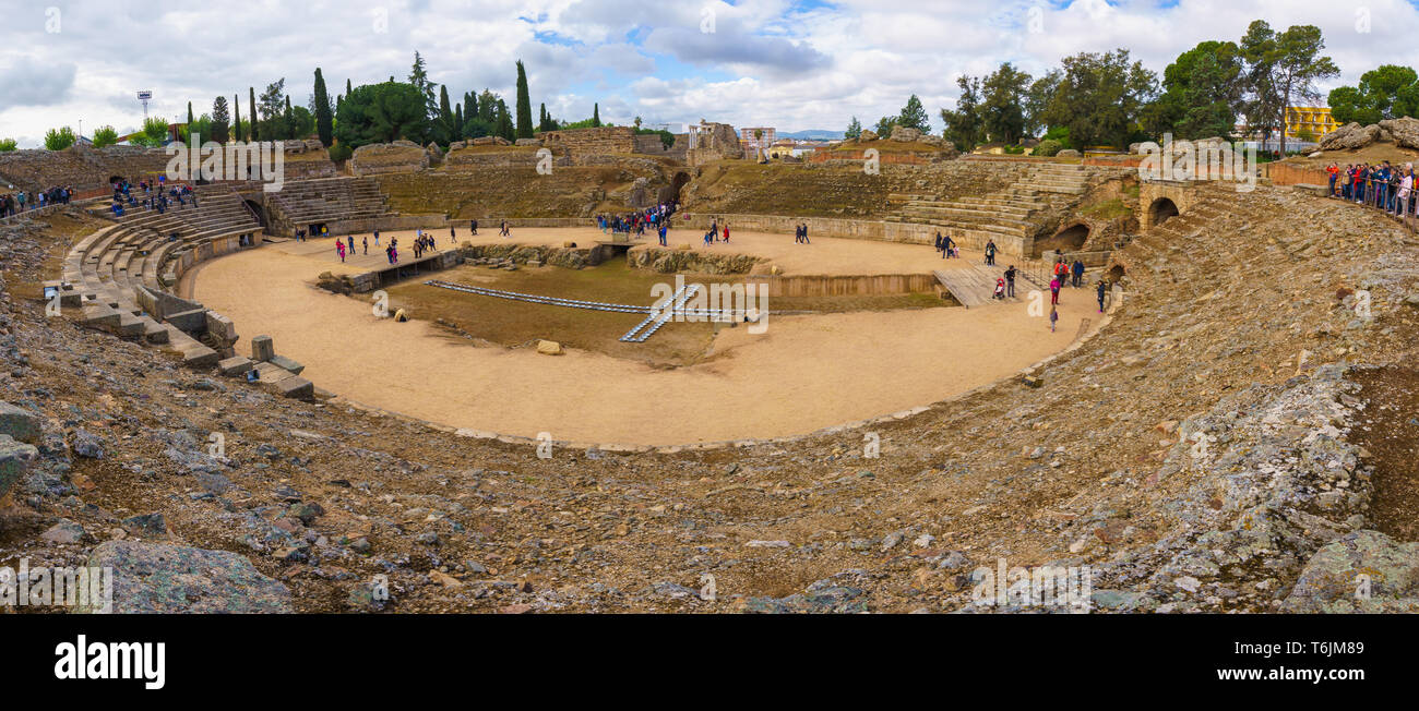Merida, Spain - April 2019: Roman Amphitheatre of Merida Stock Photo ...