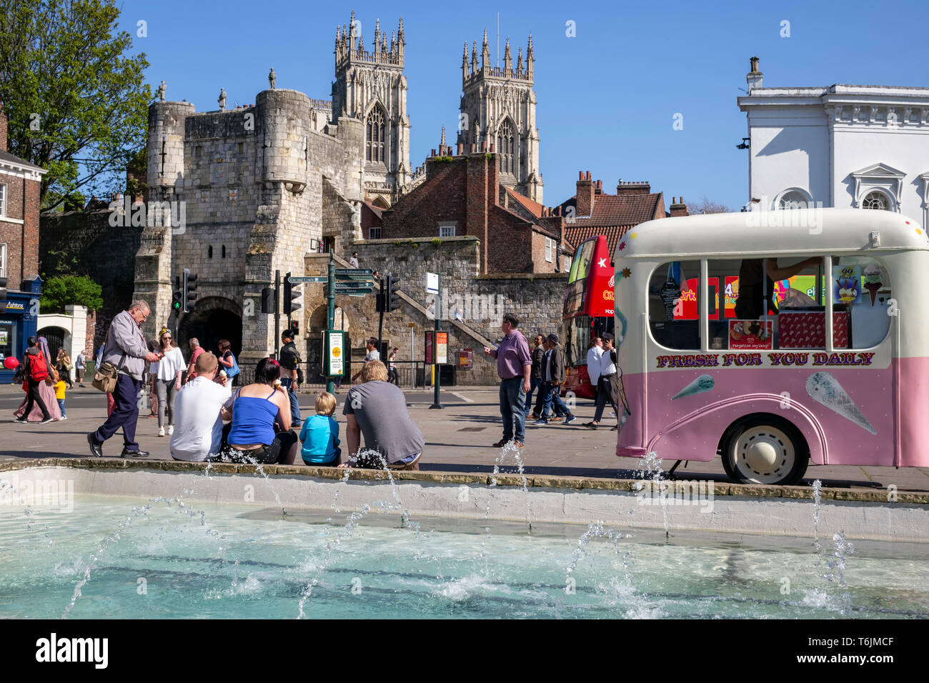 An ice-cream break, Exhibition Square, City of York, UK Stock Photo - Alamy