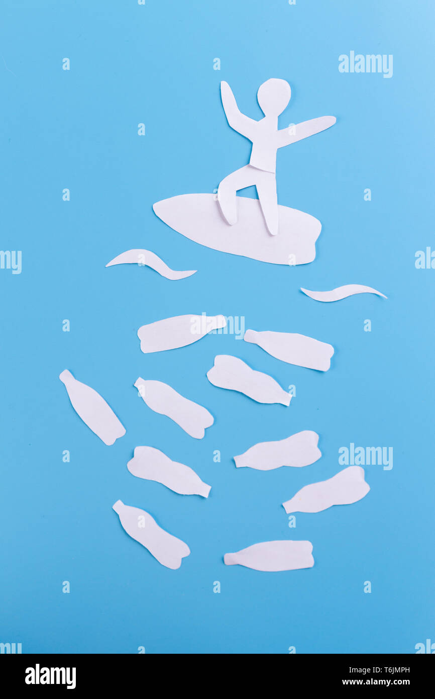 Plastic pollution in ocean concept. paper cut Stock Photo - Alamy
