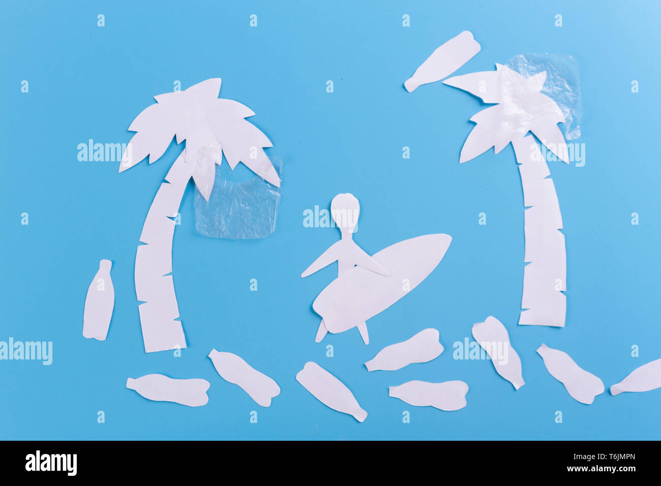 Plastic pollution in ocean concept. paper cut Stock Photo - Alamy