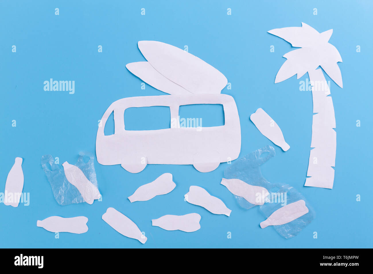 Plastic pollution in ocean concept. paper cut Stock Photo - Alamy