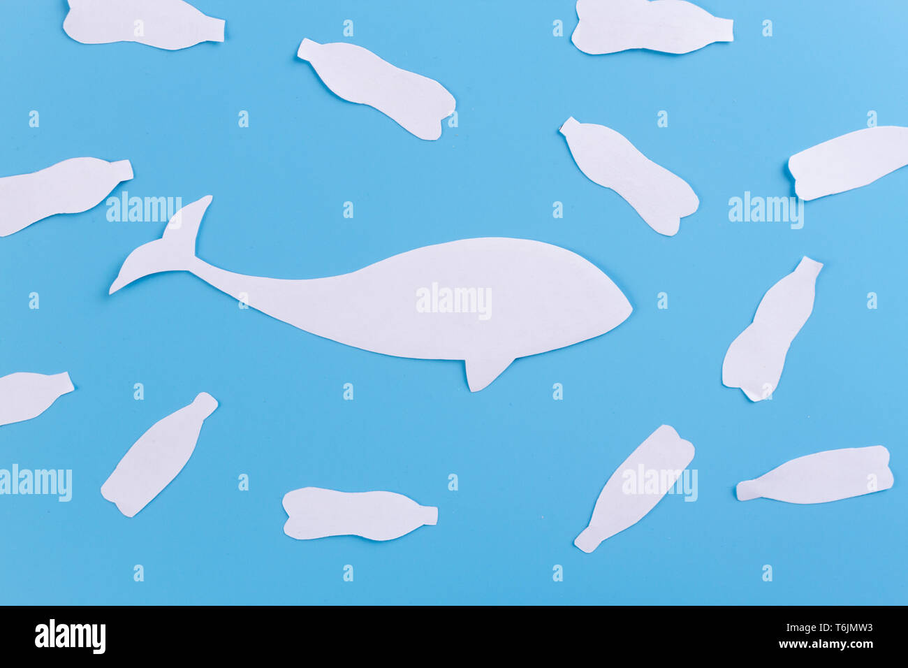 Plastic pollution in ocean environmental problem. paper cut Stock Photo ...