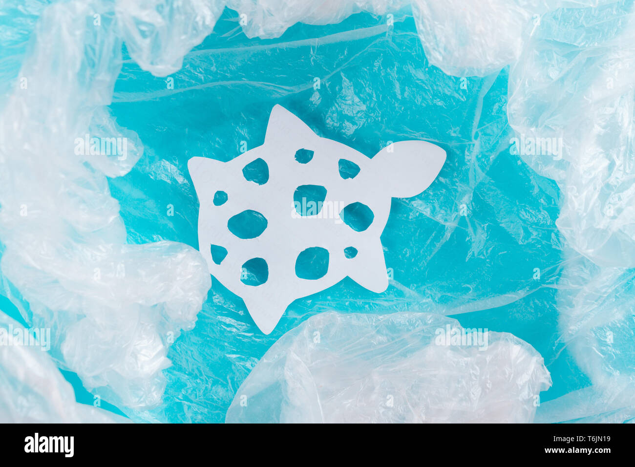 Plastic pollution in ocean environmental problem. paper cut Stock Photo ...