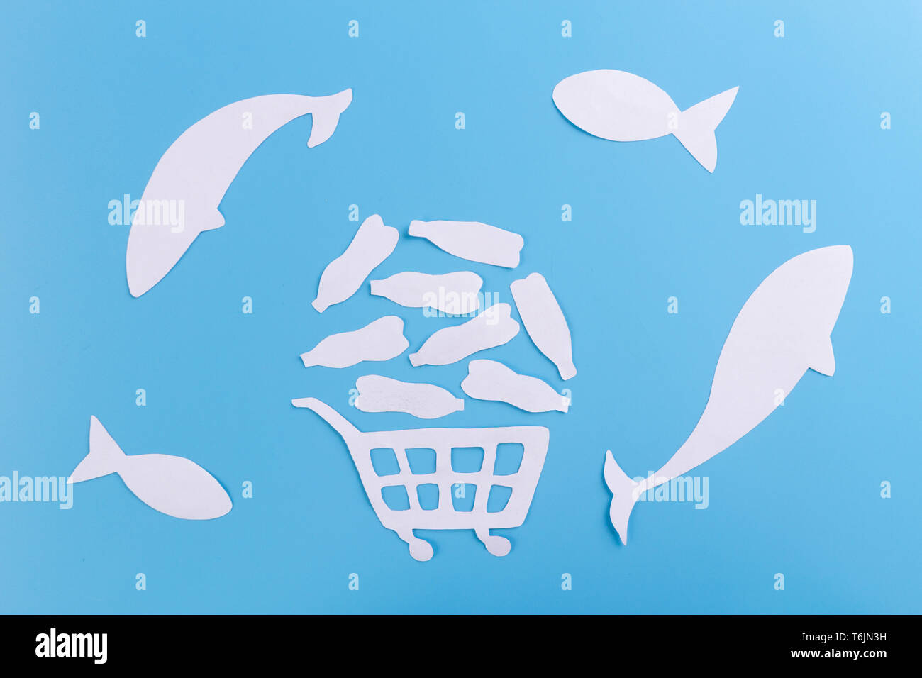 Plastic pollution in ocean environmental problem. paper cut Stock Photo ...