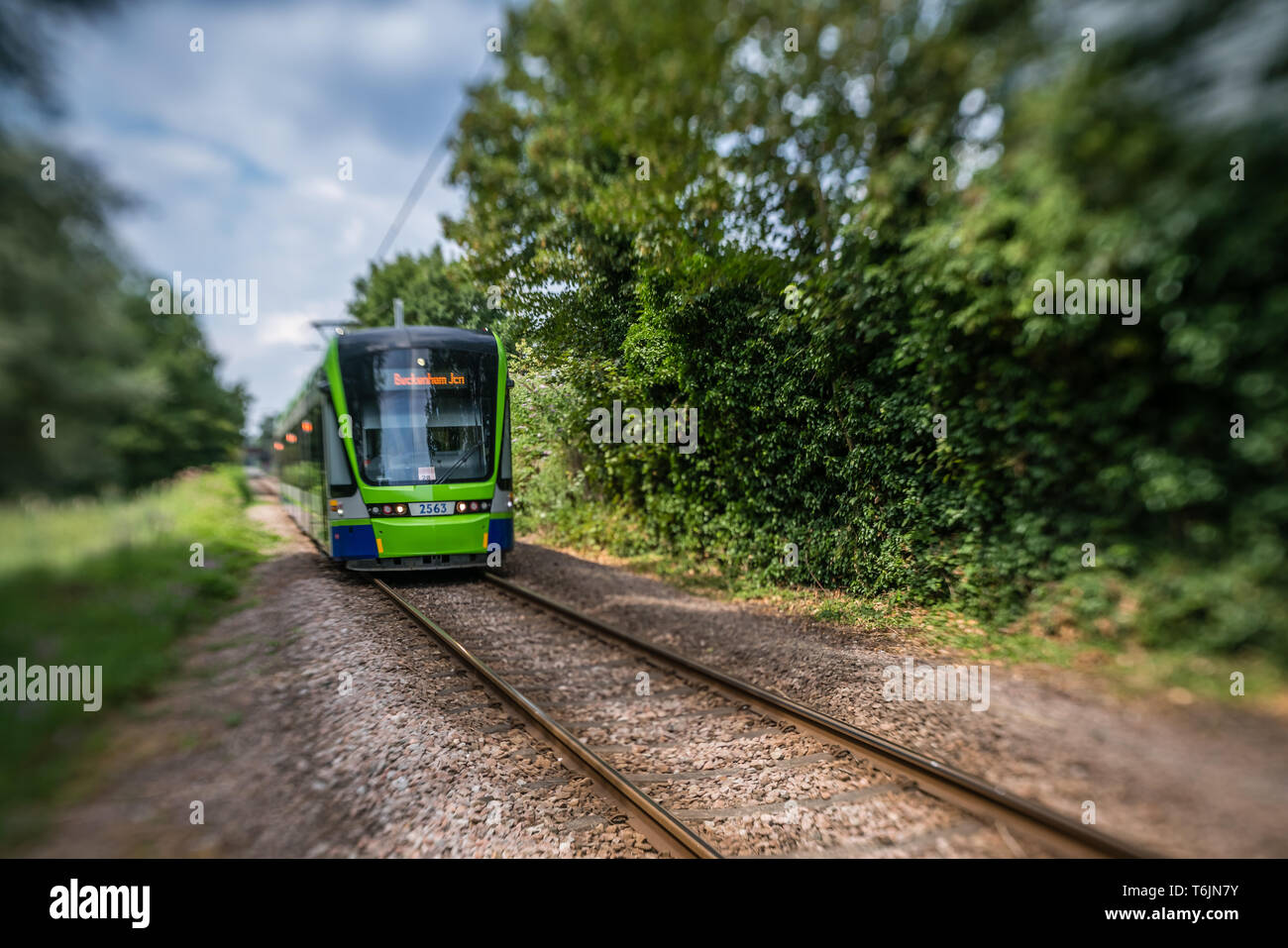 Modern tramway in London Stock Photo - Alamy